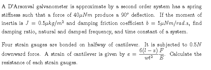 A D'Arsonval galvanometer is approximate by a second | Chegg.com