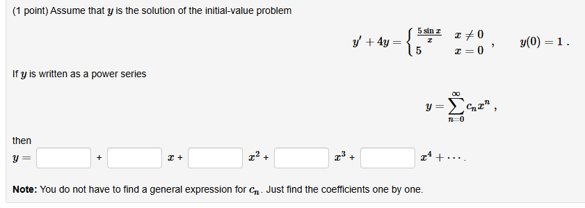 Solved (1 ﻿point) ﻿Assume that y is ﻿the solution of ﻿the | Chegg.com