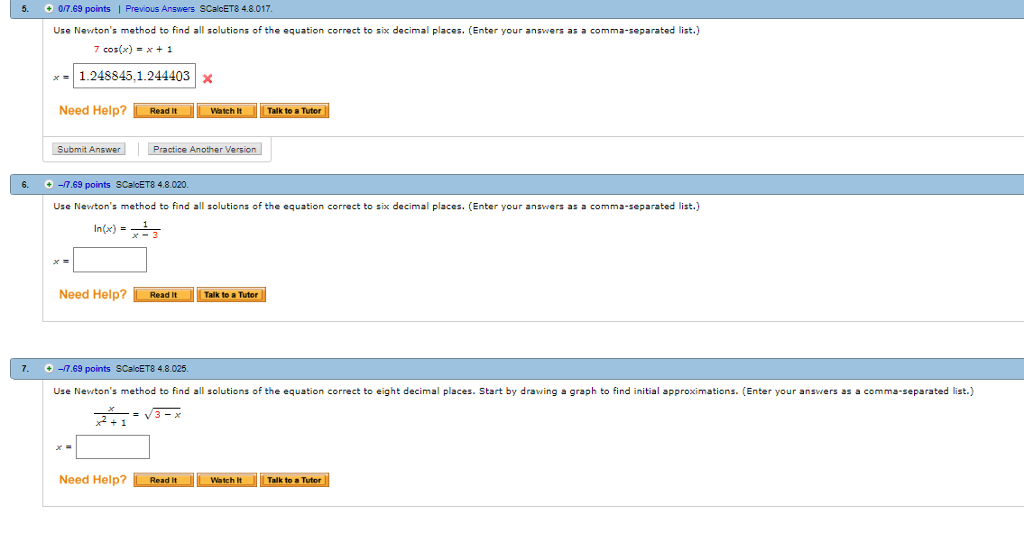 Solved 5. 0/7.69 points | Previous Answers SCalcET8 4.8.017 | Chegg.com