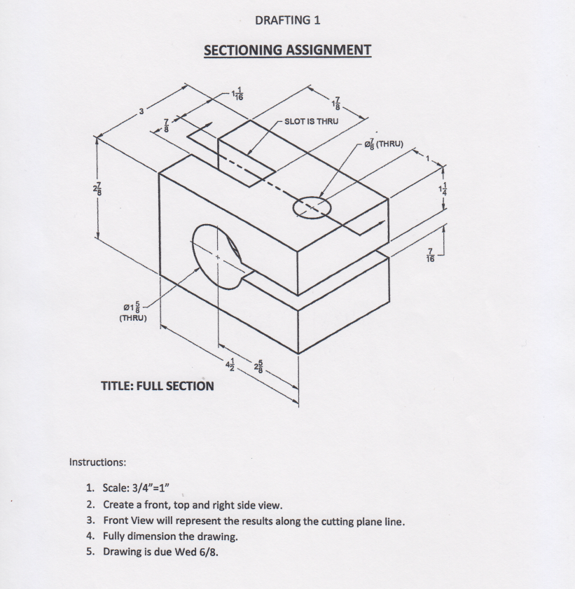 Solved NOO Nico Instructions: DRAFTING 1 SECTIONING | Chegg.com