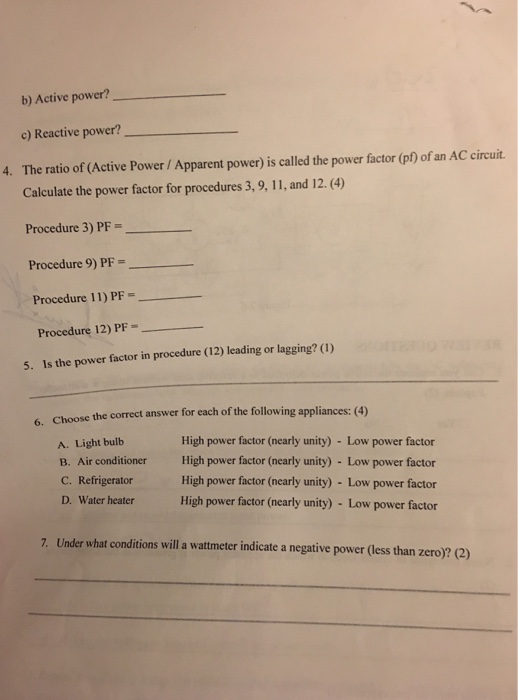 Solved 1. Can you measure the active power delivered to a | Chegg.com