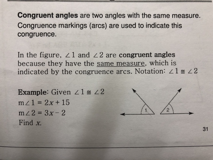 Solved Congruent angles are two angles with the same measure | Chegg.com