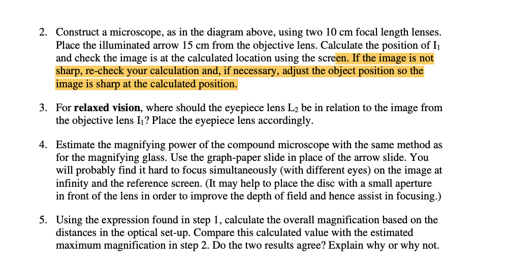 Optics Practical - Lenses & Microscopes (on-campus | Chegg.com