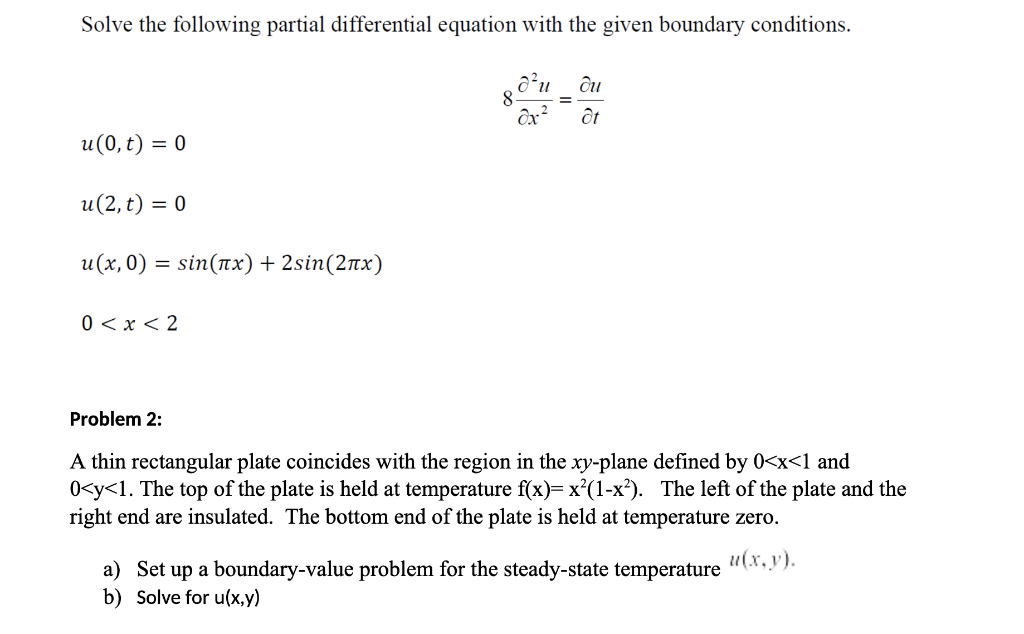 Solved Solve the following partial differential equation | Chegg.com