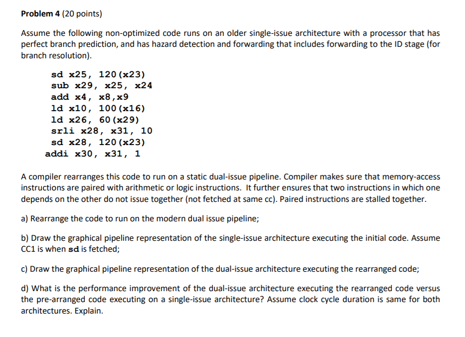 Problem 4 20 Points Assume The Following 2370