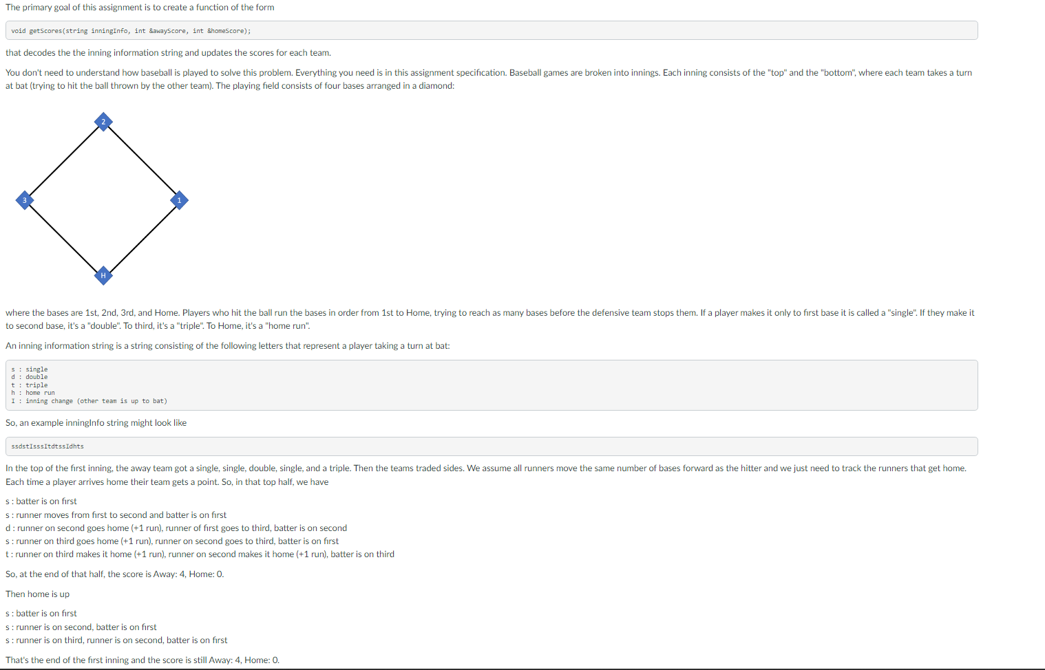Solved that decodes the the inning information string and | Chegg.com