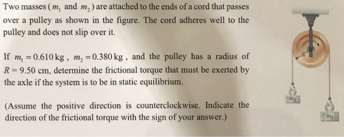Solved Two masses (m, and m2) are attached to the ends of a | Chegg.com