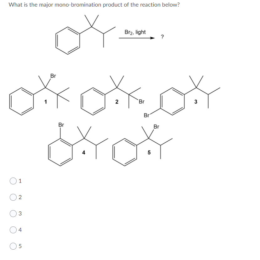Solved What is the major mono-bromination product of the | Chegg.com