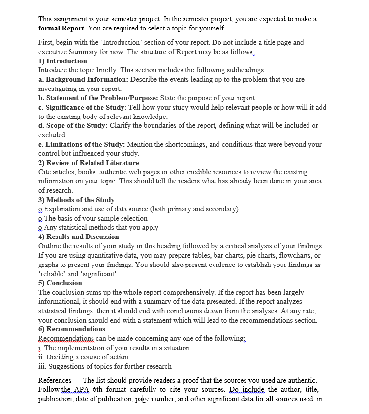 This assignment is your semester project. In the | Chegg.com