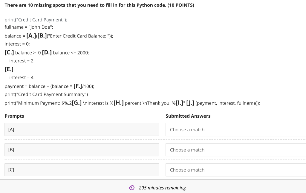 Solved This Python code computes a minimum payment of a | Chegg.com