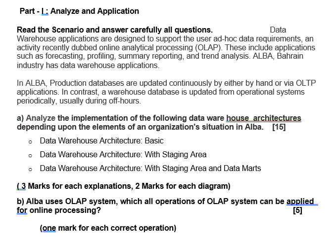 Solved Part − i Analyze and Application Read the Scenario | Chegg.com