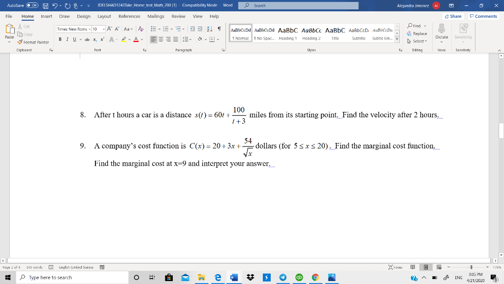 Solved AutoSave H D . . DELSHAD1243Takr | Chegg.com