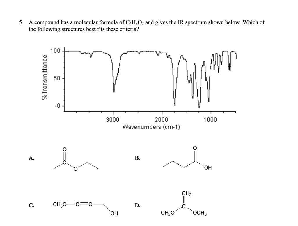 Solved 5. A compound has a molecular formula of C4H2O2 and | Chegg.com