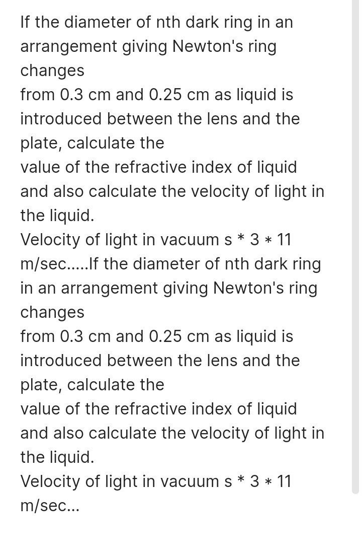 Solved The figure shows the ...If the diameter of nth dark | Chegg.com