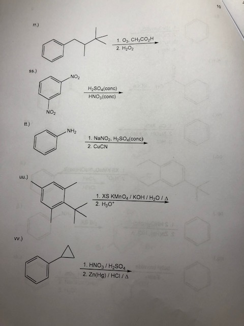 Solved 10 2. H202 NO2 H2SO4(conc) HNO3(conc) NO2 NH2 1. | Chegg.com