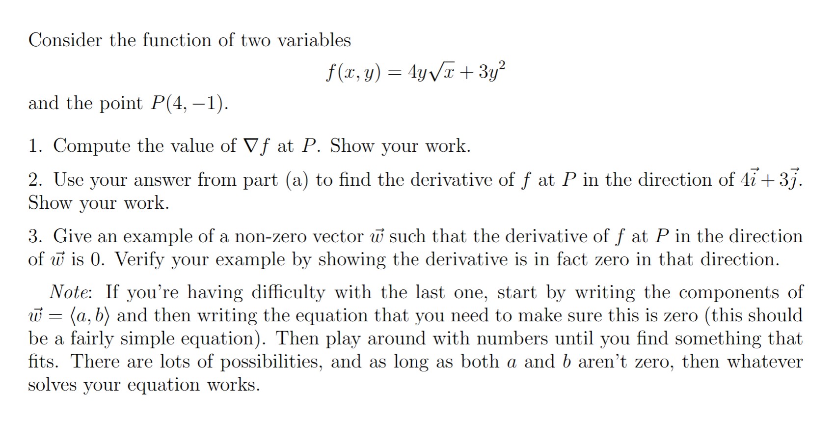 Solved Consider the function of two variables f(x,y)=4yx+3y2 | Chegg.com