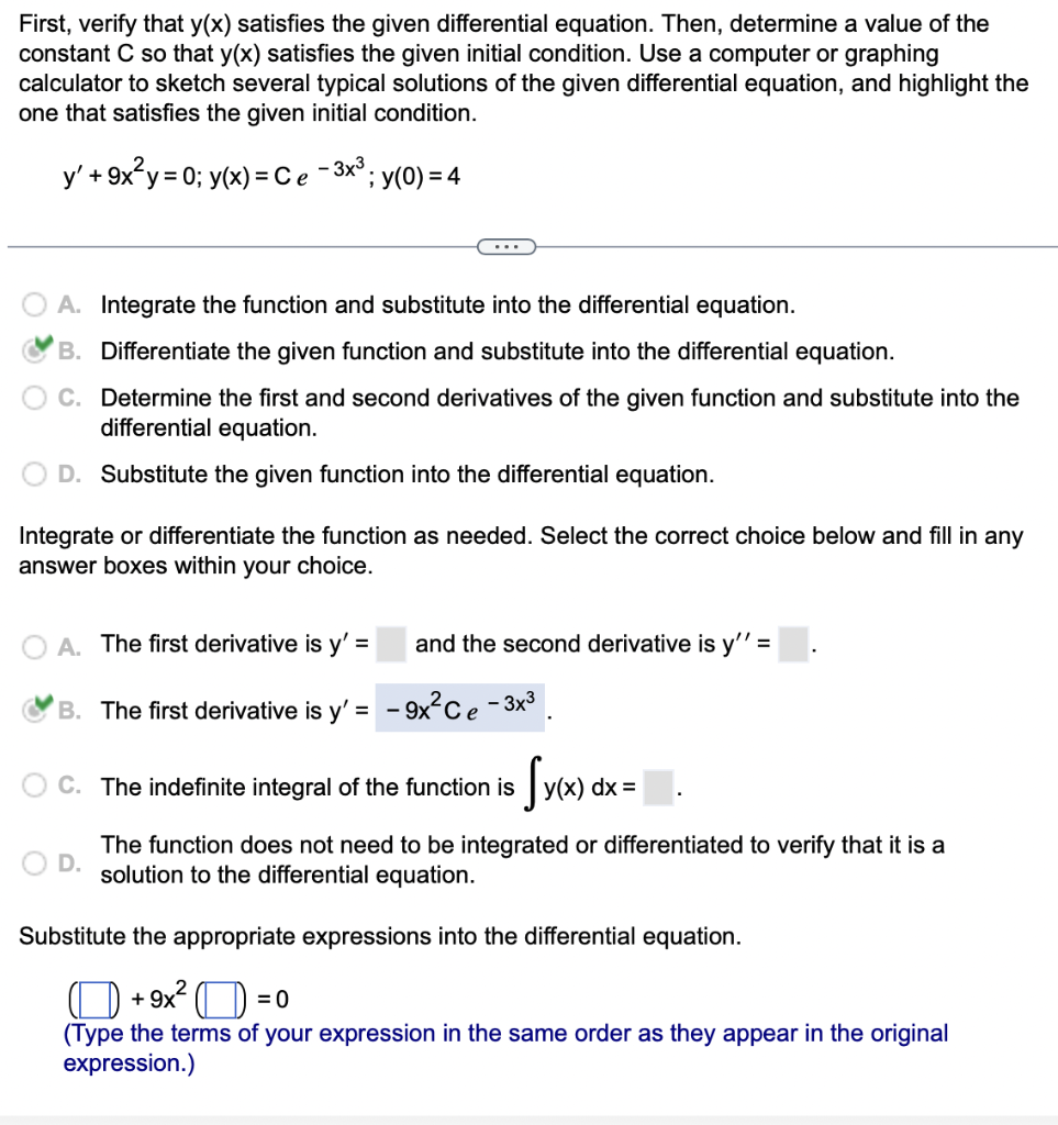 Solved First, verify that y(x) satisfies the given | Chegg.com