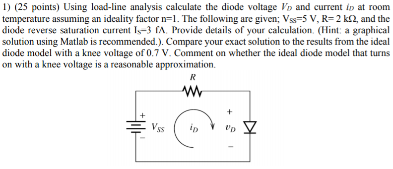 Solved 1) (25 points) Using load-line analysis calculate the | Chegg.com