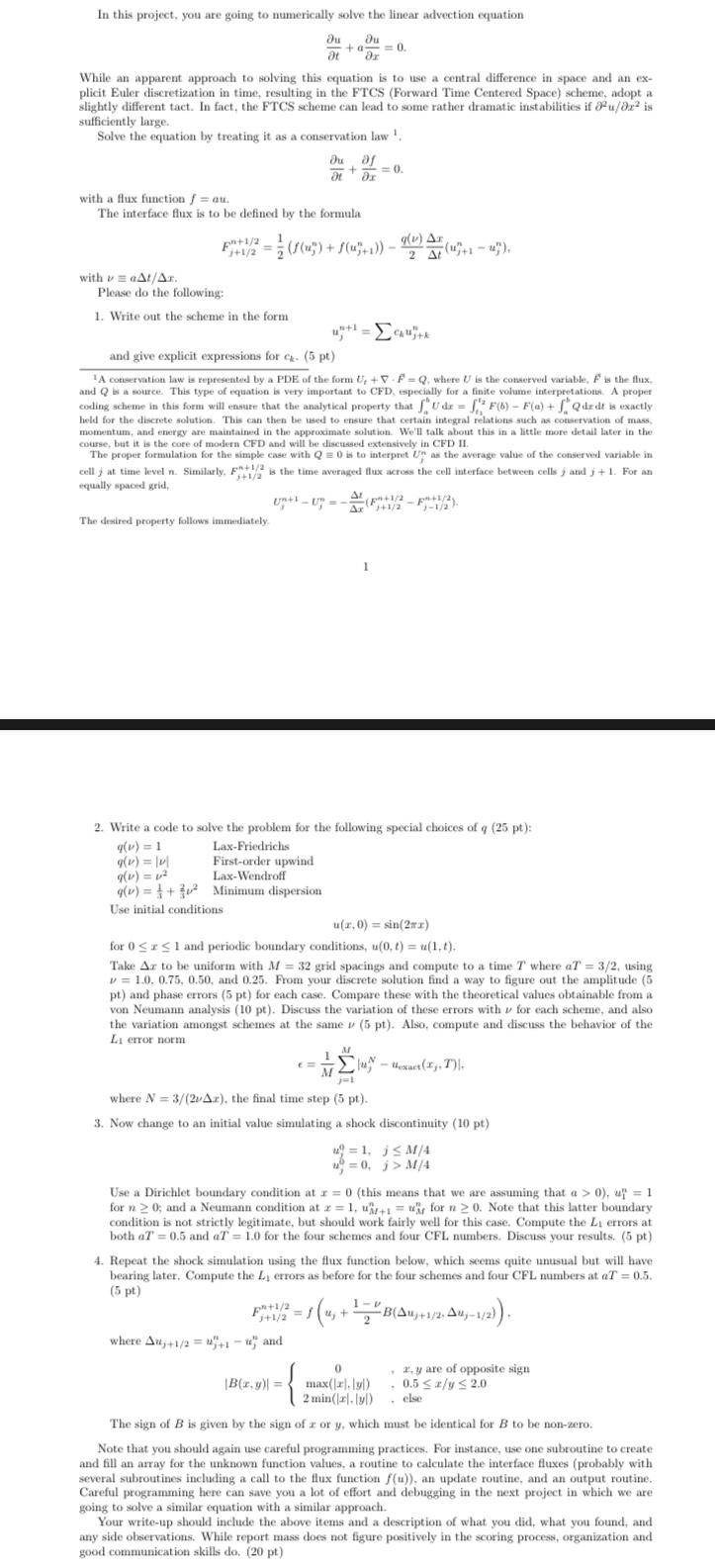 In this project, you are going to numerically solve | Chegg.com