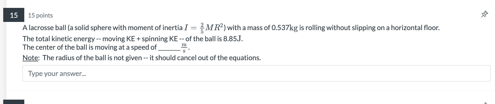 Solved A lacrosse ball (a solid sphere with moment of | Chegg.com