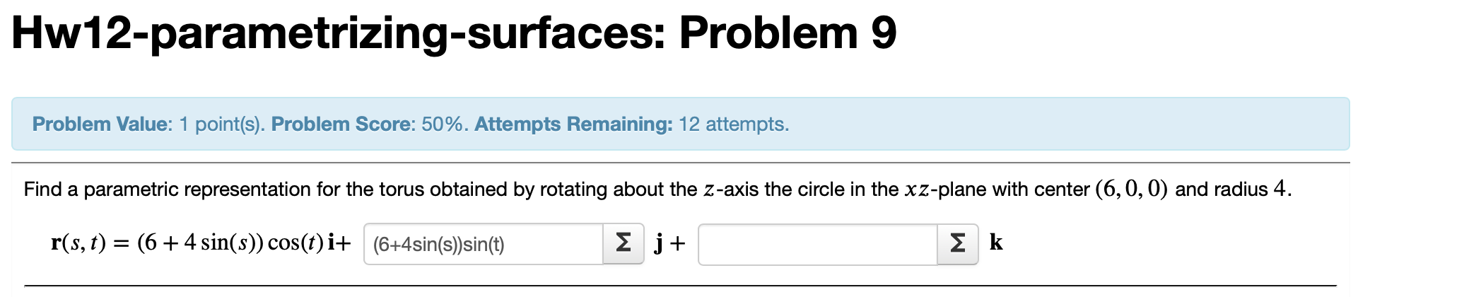 Solved Hw12-parametrizing-surfaces: Problem 3 Problem Value: | Chegg.com