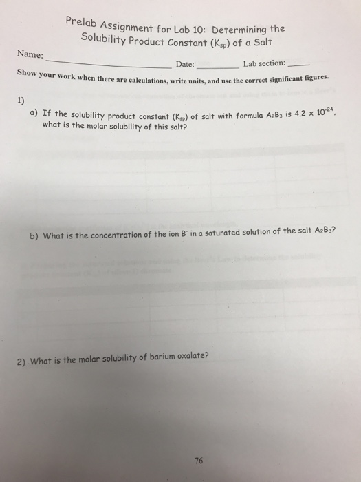 Solved Prelab Assignment for Lab 10: Determining the | Chegg.com
