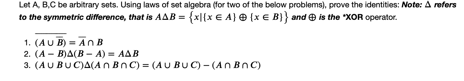 Solved Let A, B,C be arbitrary sets. Using laws of set | Chegg.com
