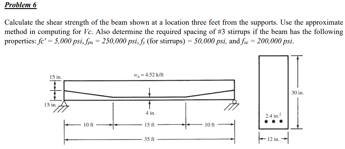 Solved Calculate the shear strength of the beam shown at a | Chegg.com
