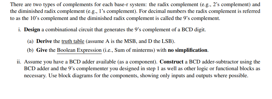 Solved There are two types of complements for each base-r | Chegg.com