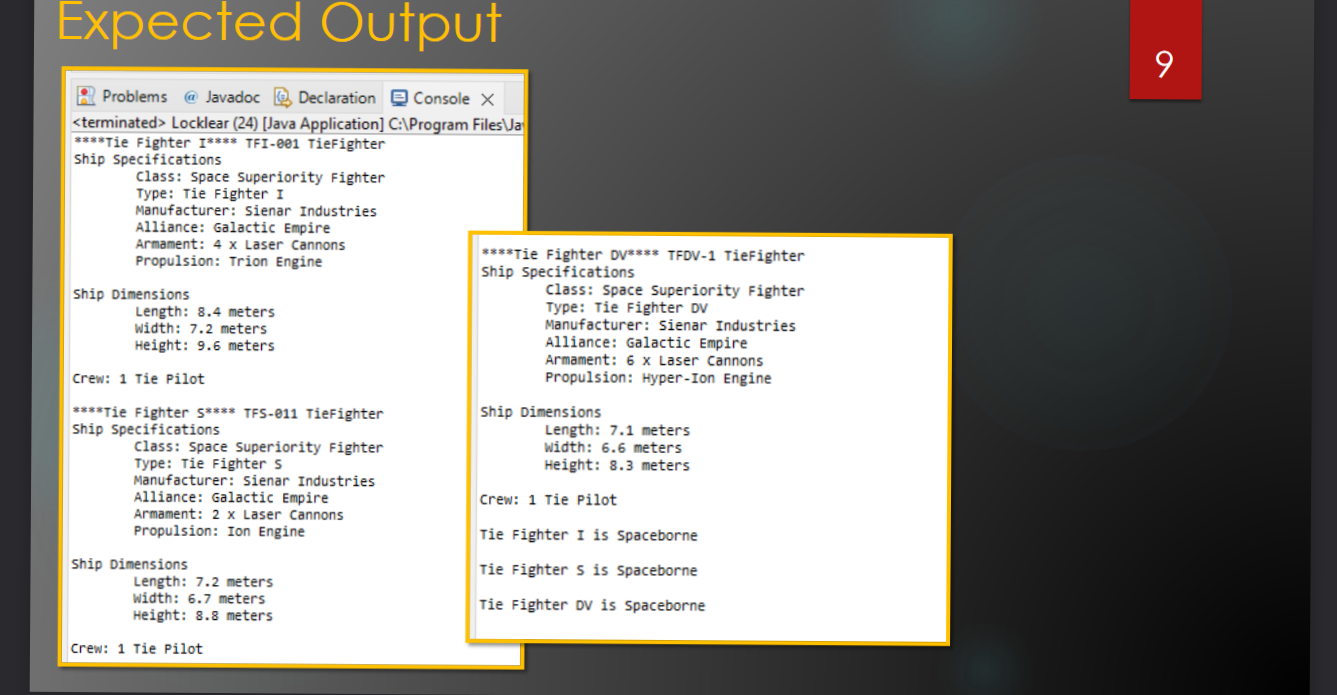 Expected Output 9 Problems @ Javadoc Declaration | Chegg.com