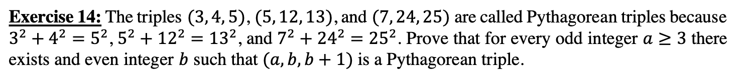 Solved ) Exercise 14: The triples (3,4,5), (5, 12, 13), and | Chegg.com
