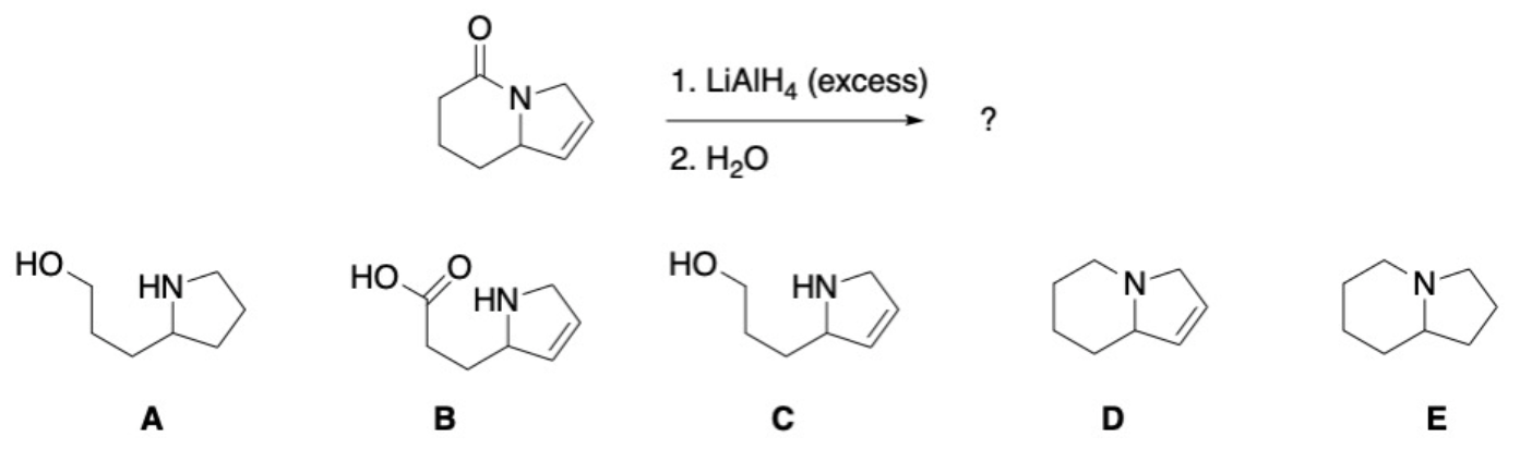 Solved Com 1. LiAlH4 (excess) ? 2. H20 HO HO НО. HN HN HN N | Chegg.com