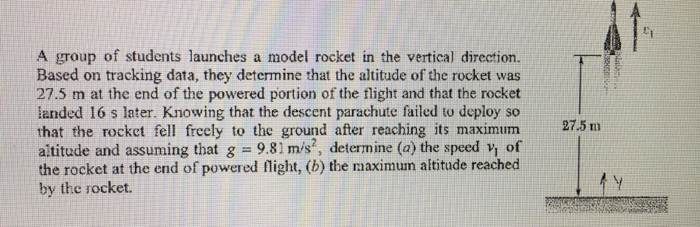 Solved A group of students launches a model rocket in the | Chegg.com