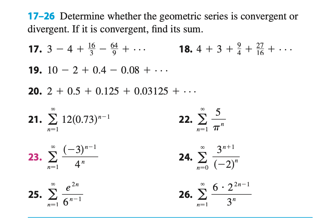 Solved 17-26 Determine whether the geometric series is | Chegg.com