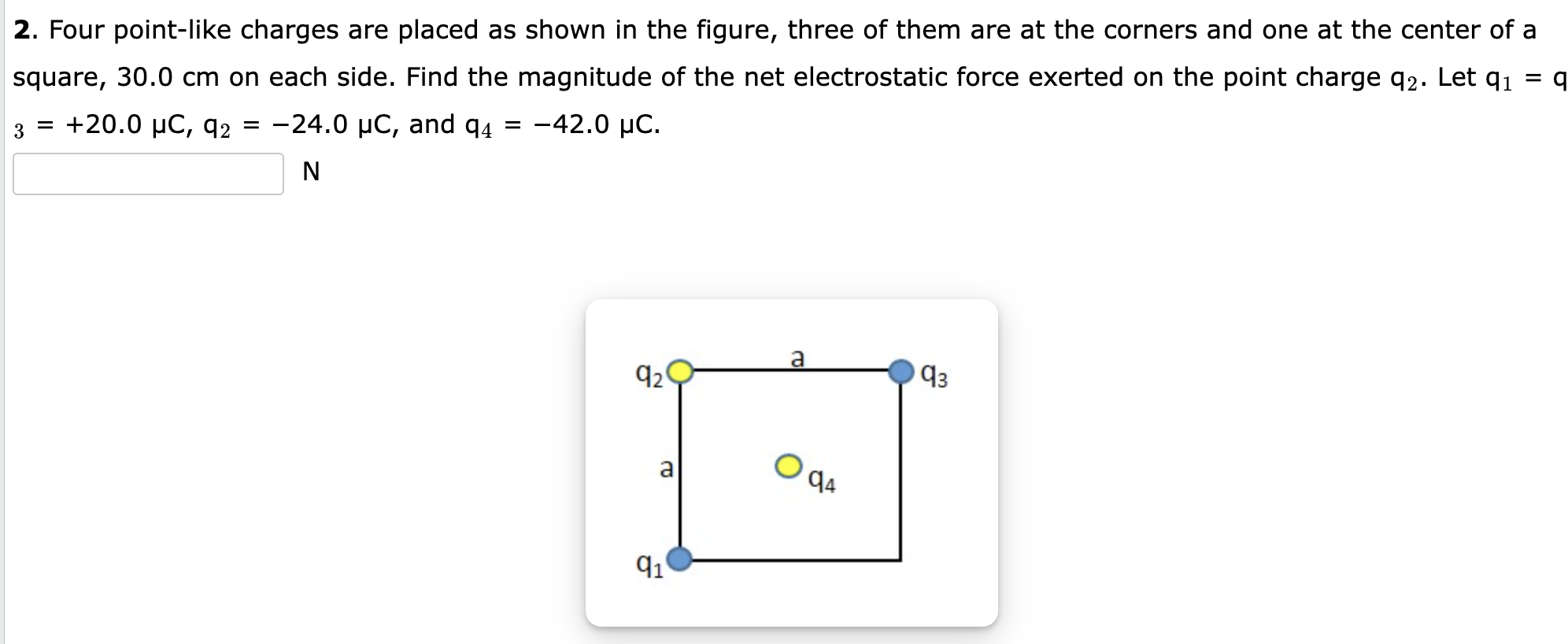 Solved 2. Four point-like charges are placed as shown in the | Chegg.com
