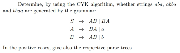 Solved Determine, by using the CYK algorithm, whether | Chegg.com Solved Determine, by using the CYK algorithm, whether | Chegg.com