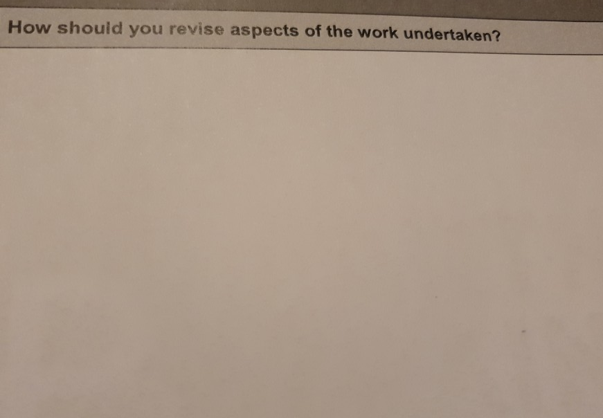 Solved How should you revise aspects of the work undertaken? | Chegg.com