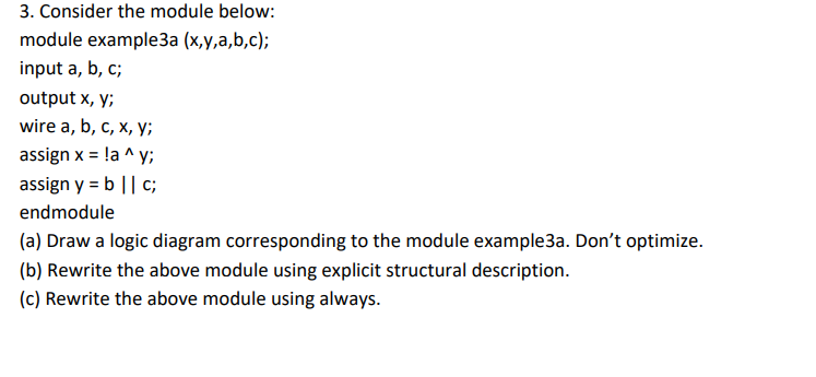 Solved 3. Consider the module below: module example 3a | Chegg.com