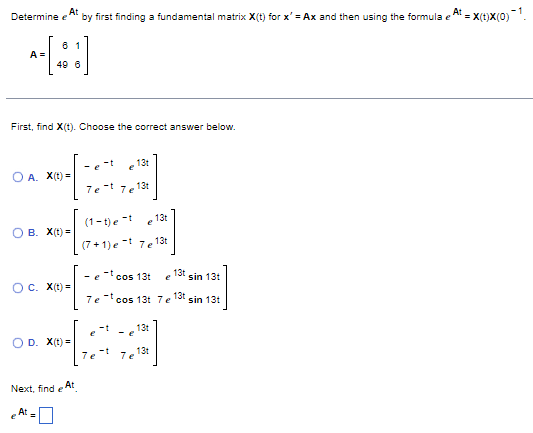 Solved At Determine e by first finding a fundamental matrix | Chegg.com