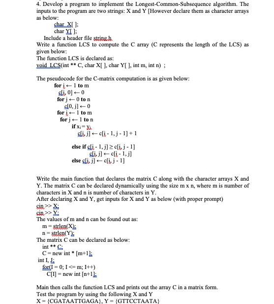 Solved 4. Develop a program to implement the | Chegg.com