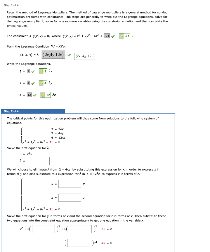 Solved Step 1 of 4 Recall the method of Lagrange | Chegg.com