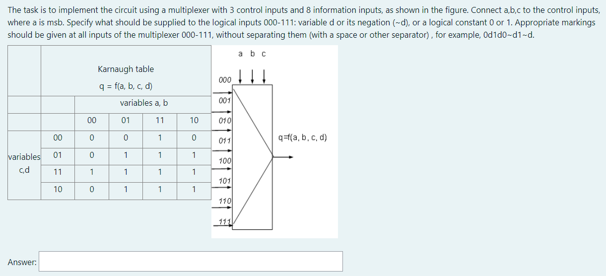 Solved The task is to implement the circuit using a | Chegg.com
