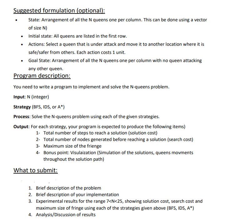 Solved N-Queens Problem The aim of this problem is to place | Chegg.com