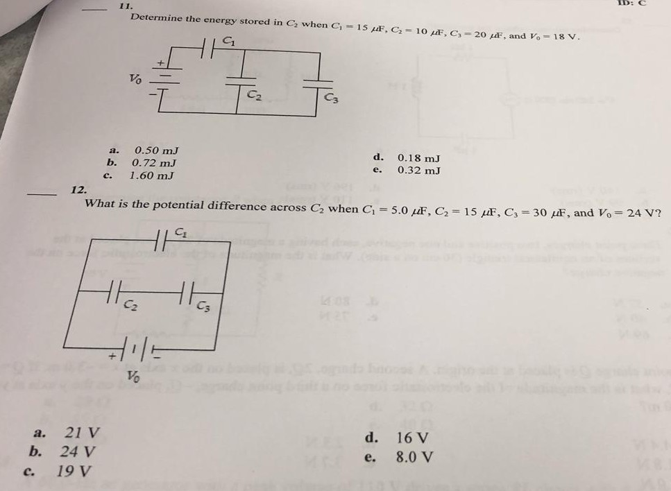 Solved D:C Determine the energy stored in C2 when G-15 μ, | Chegg.com