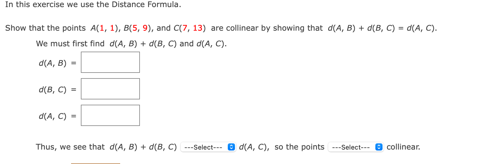 Solved In this exercise we use the Distance Formula. = Show | Chegg.com