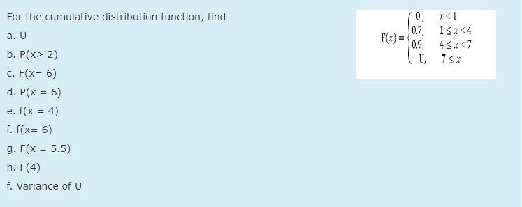 Solved For the cumulative distribution function, finda. | Chegg.com