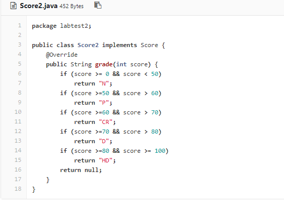 Solved 2) The following Score interface defines the method | Chegg.com