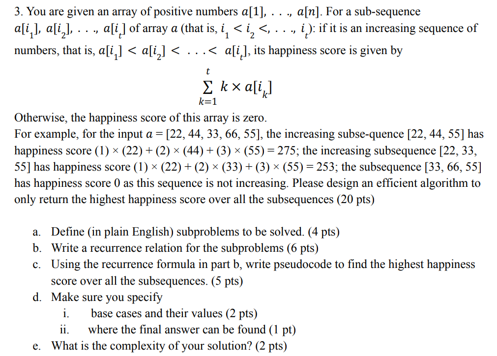 Solved 3. You are given an array of positive numbers | Chegg.com