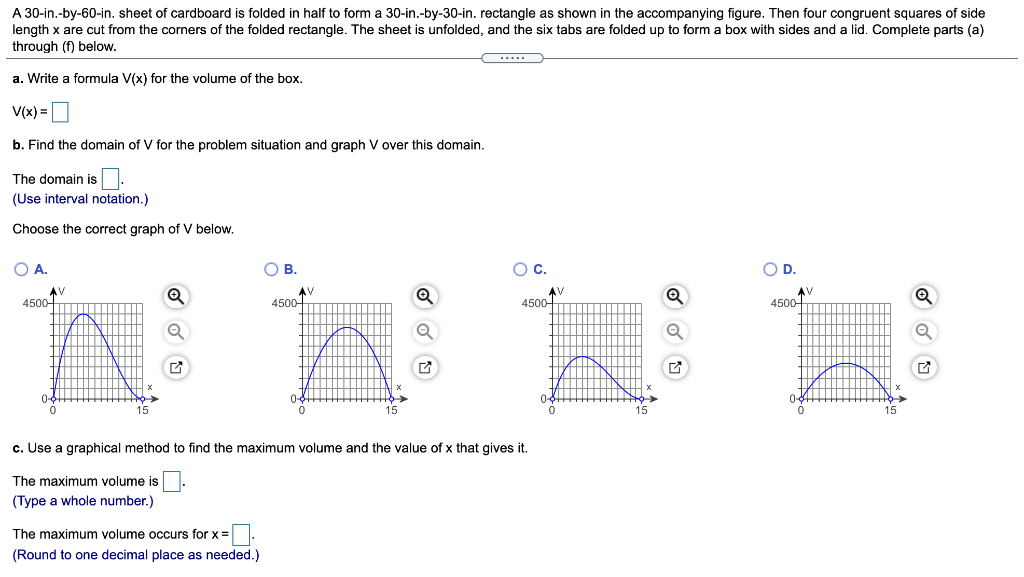 Solved A 30-in.-by-60-in. sheet of cardboard is folded in | Chegg.com
