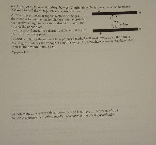 Solved d 2 4.) A charge is located midway between 2 | Chegg.com